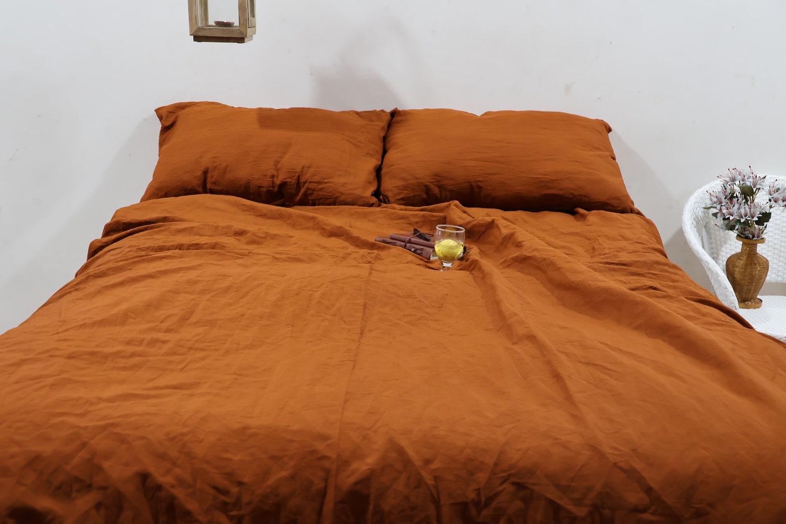 Linen Duvet Cover in Rust Color. Stonewashed Linen Bedding Cover, Duvet ...
