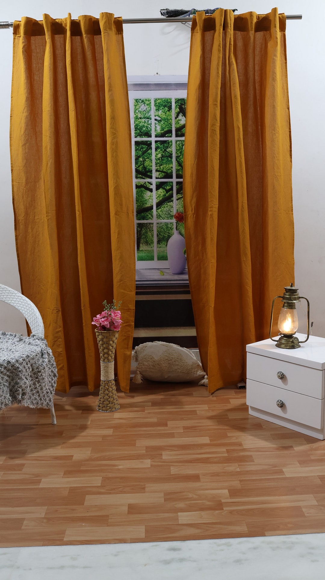 Yellow Mustard Color Living Room Curtain Bedroom Modern Rustic Curtains ...