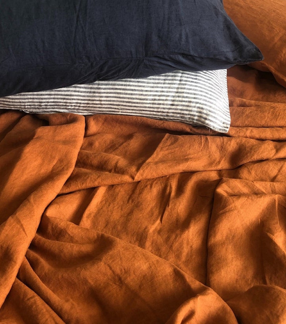 Linen Duvet Cover in Rust Color. Stonewashed Linen Bedding | Etsy