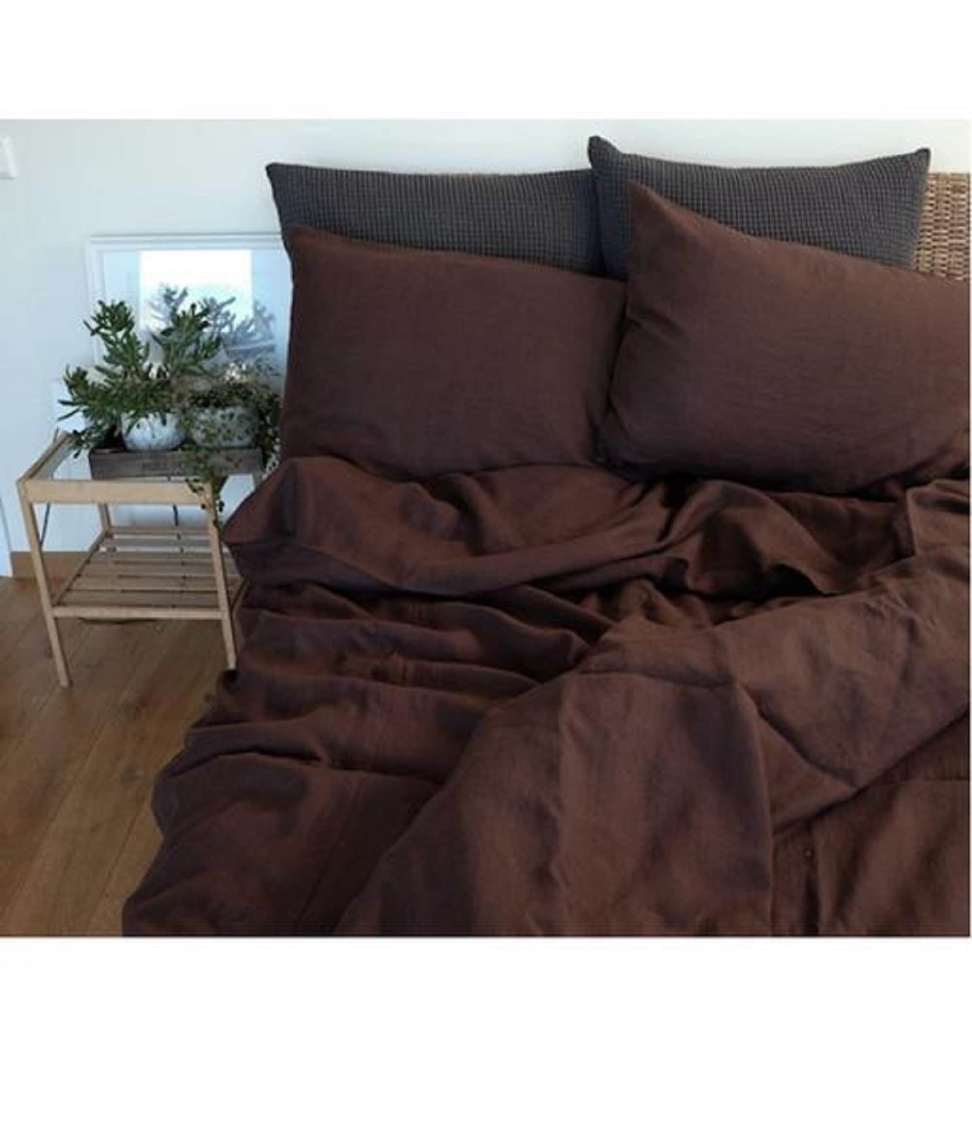 Chocolate Brown Linen Duvet Set 2 Pillowcases and Duvet - Etsy