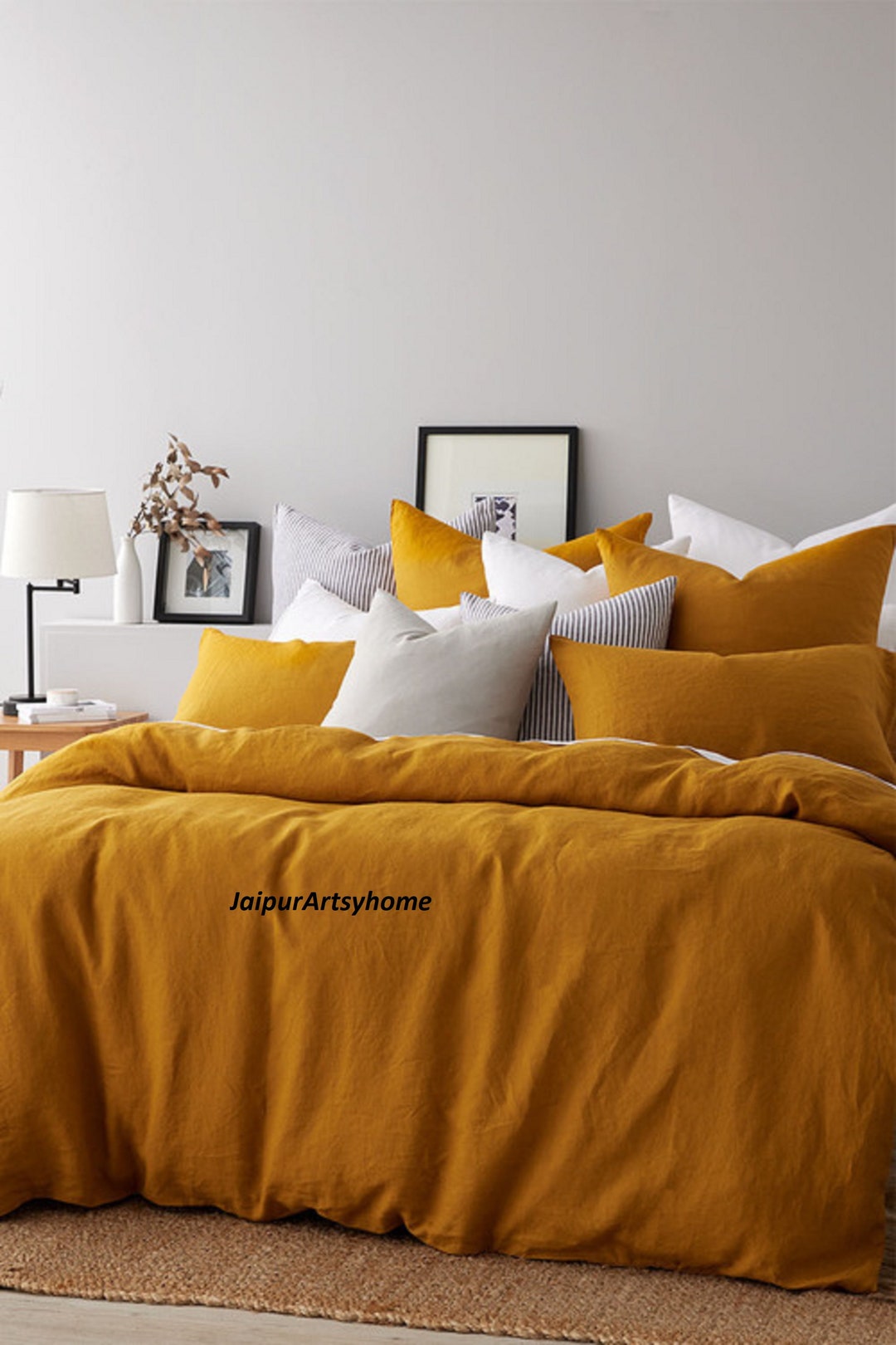 Mustard Color Linen Duvet Cover Softened Linen Bedding Set - Etsy
