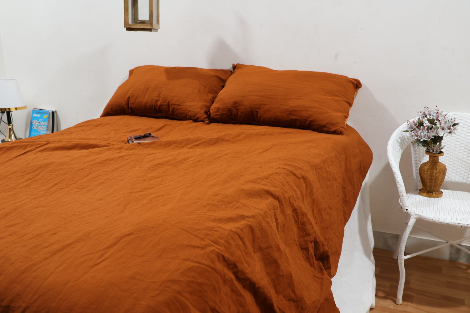 Linen Duvet Cover in Rust Color. Stonewashed Linen Bedding Cover, Duvet ...