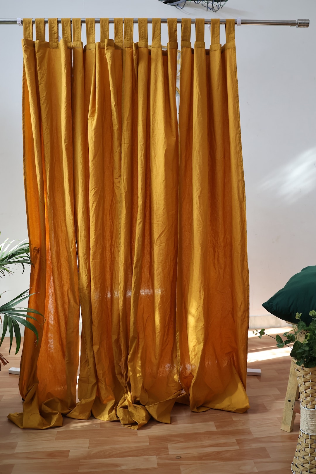 Handmade Mustard Yellow Cotton Curtain: Boho Living Room Decor - Etsy