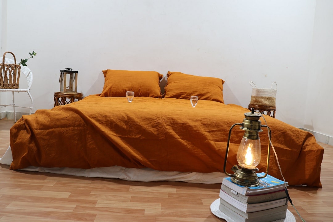 Cinnamon Color Rust Cotton Duvet Cover / Rust Washed Cotton Duvet Cover ...