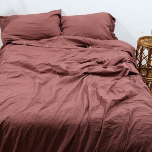 Cocoa Brown Linen Duvet Cover, Softened Linen, Comforter Cover, Boho ...