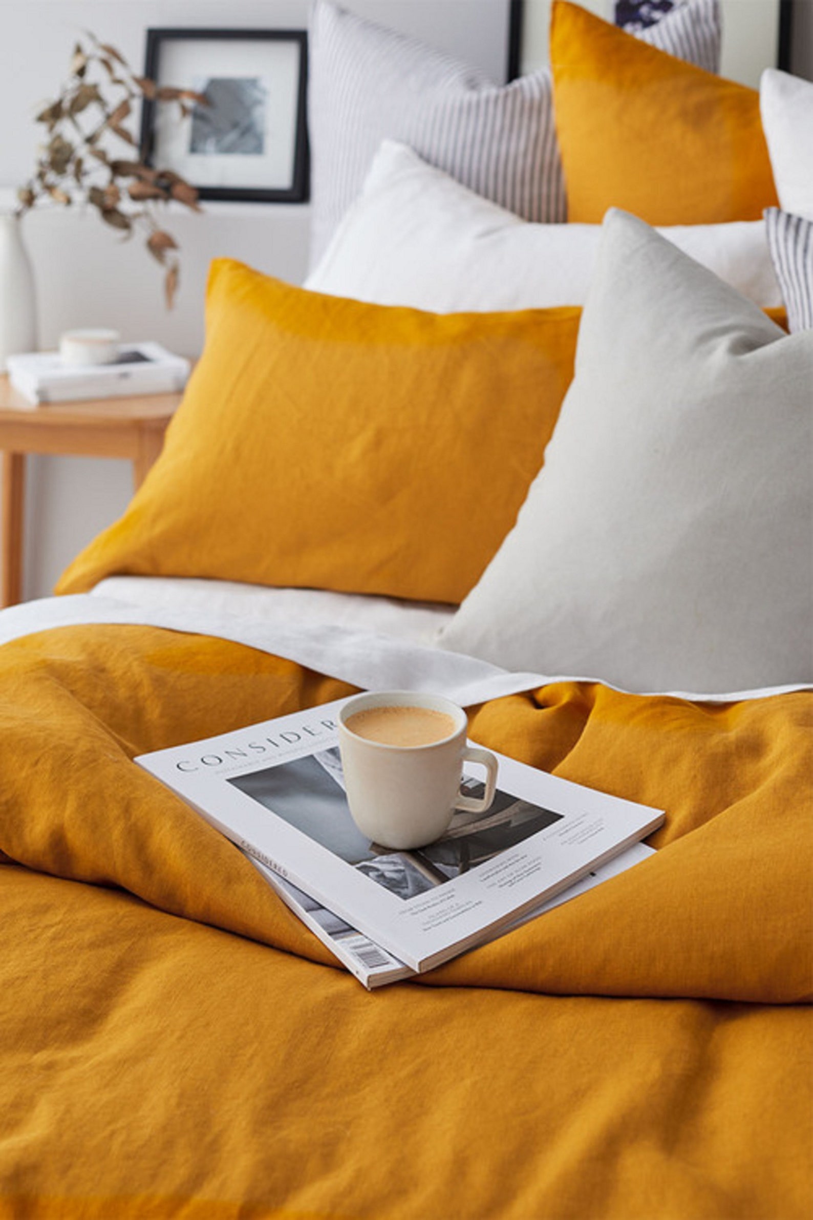 Mustard Color Linen Duvet Cover Softened Linen Bedding Set | Etsy