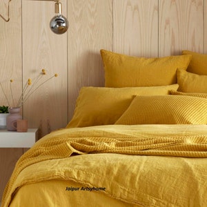 Yellow Mustard Washed Linen Duvet Cover Linen Bedding Twin | Etsy