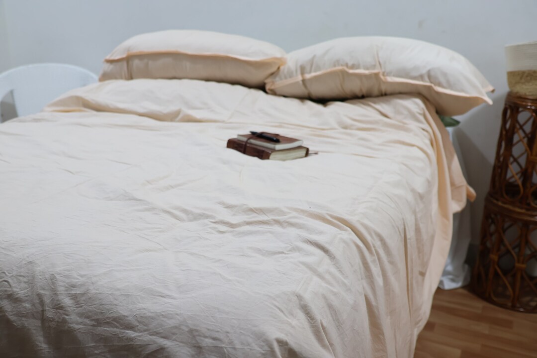 Linen Duvet Cover Cream Color, Stonewashed Duvet With Buttons, Boho ...