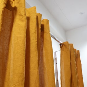 Handmade Yellow Mustard Cotton Curtains: Modern Farmhouse Style, Two ...
