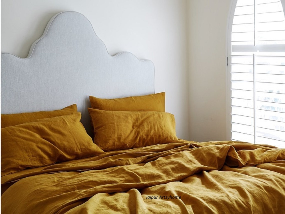 Mustard Color Washed Cotton Duvet Cover With Buttons Mustard | Etsy