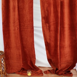 Luxury Cotton Velvet Curtain Rust Color Velvet Curtain Bohemian Window ...