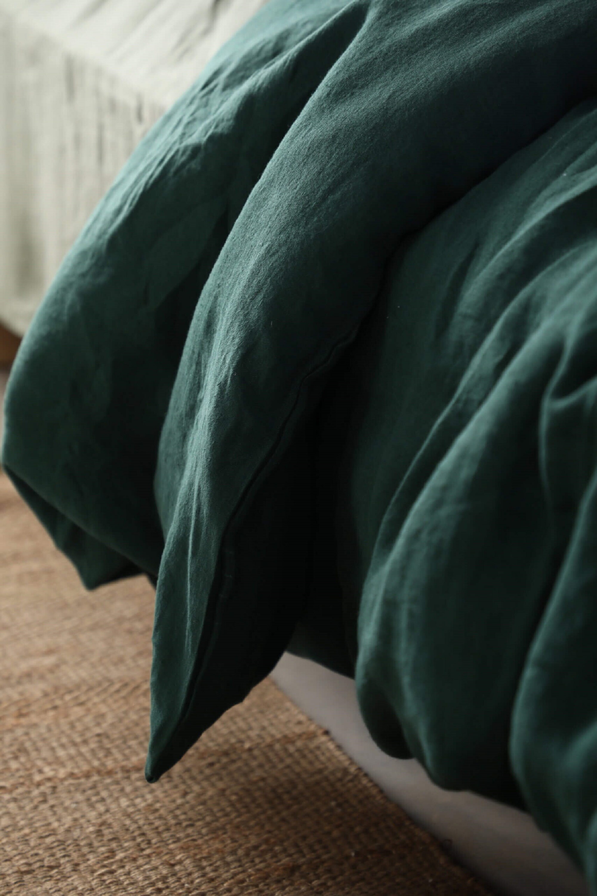 Forest Green Linen Duvet Cover / Stonewashed Linen Bedding Set - Etsy