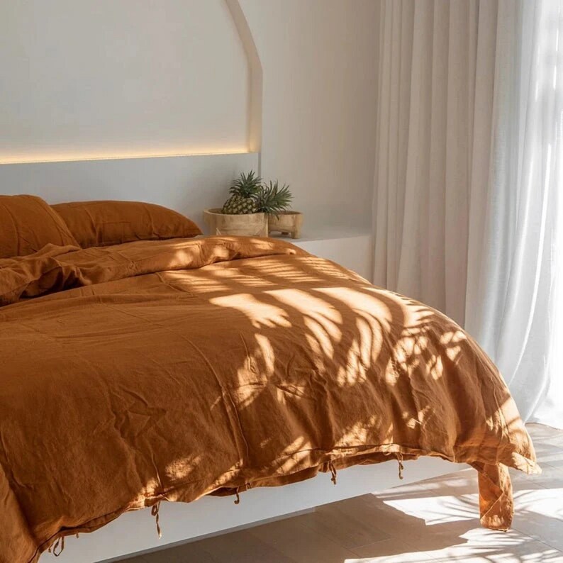 Cinnamon Color Rust Cotton Duvet Cover / Rust Washed Cotton - Etsy