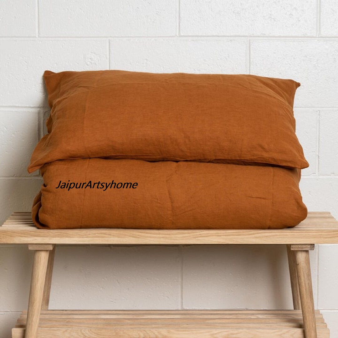 Linen Duvet Cover in Rust Color. Stonewashed Linen Bedding - Etsy