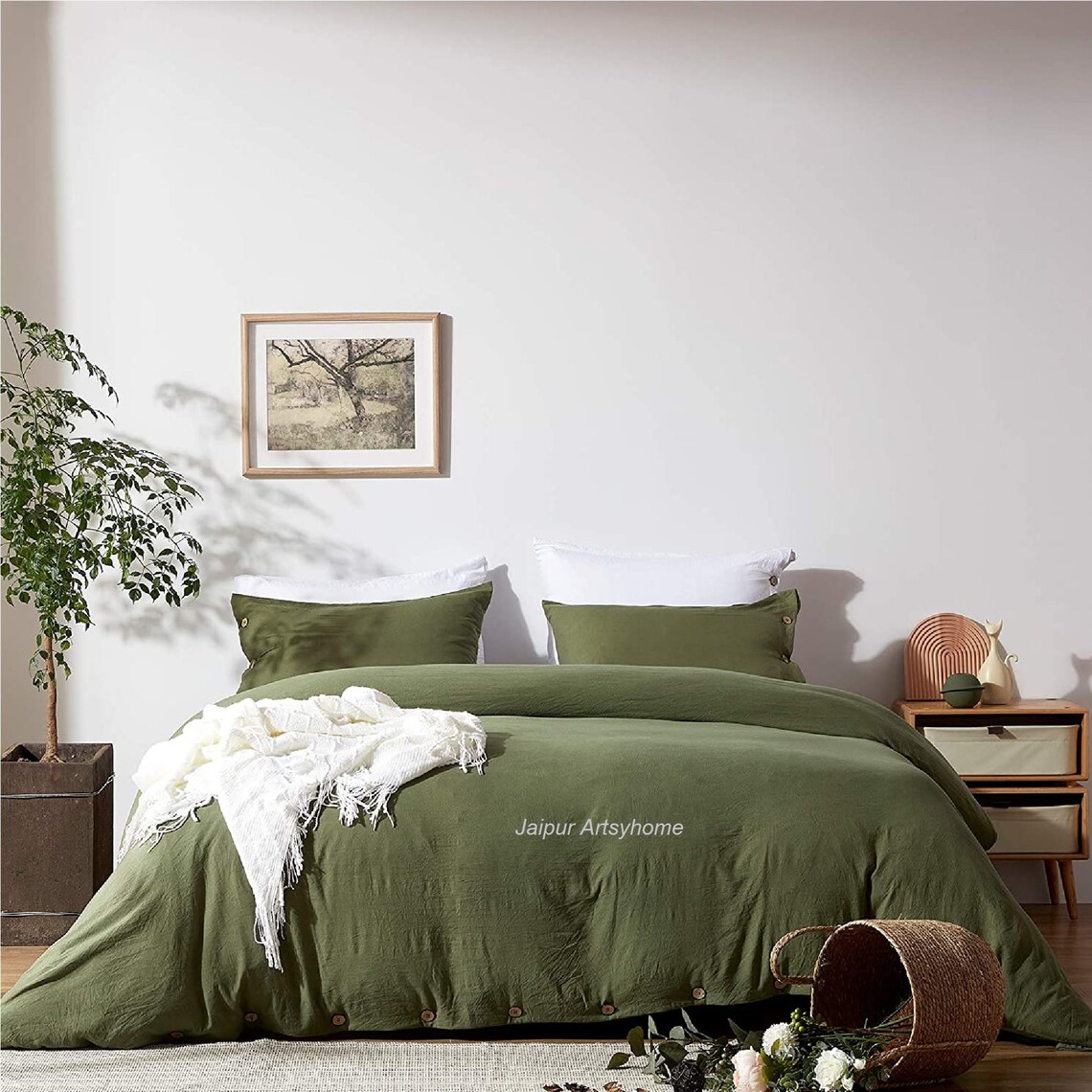 Olive Green Duvet Cover Set 3 Pcs: 1 Duvet 2 Pillow Cases - Etsy