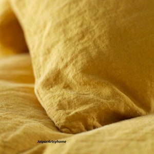 Yellow Mustard Washed Linen Duvet Cover Linen Bedding Twin | Etsy