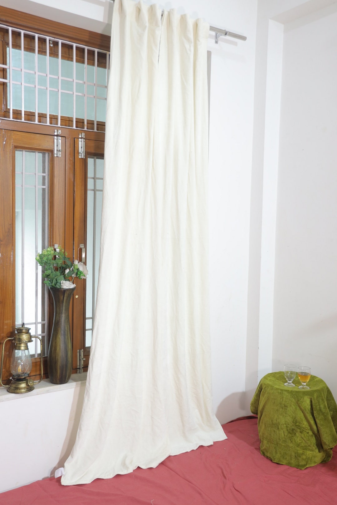 Ivory Color Curtain 2 Panels Luxury Velvet Curtain Velvet Curtain ...