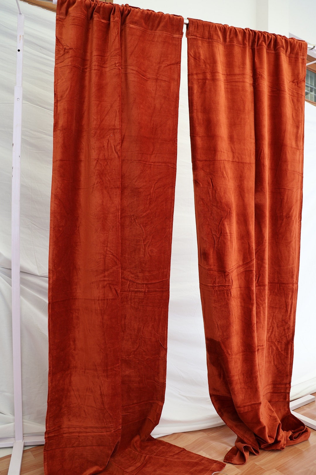 Luxury Cotton Velvet Curtain Rust Color Velvet Curtain Bohemian Window ...