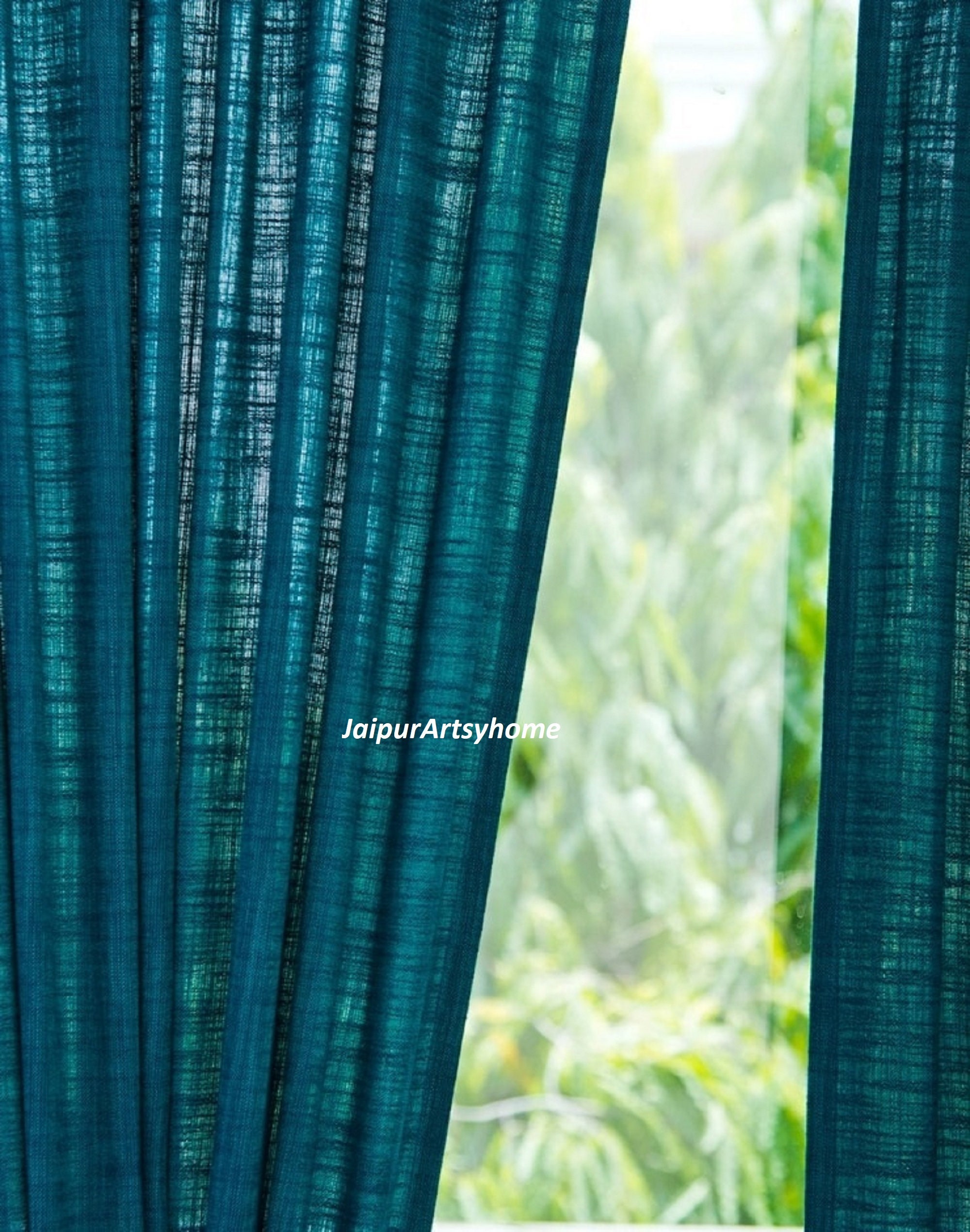 Teal Blue Color Solid Stonewashed Curtain Cotton Curtains - Etsy