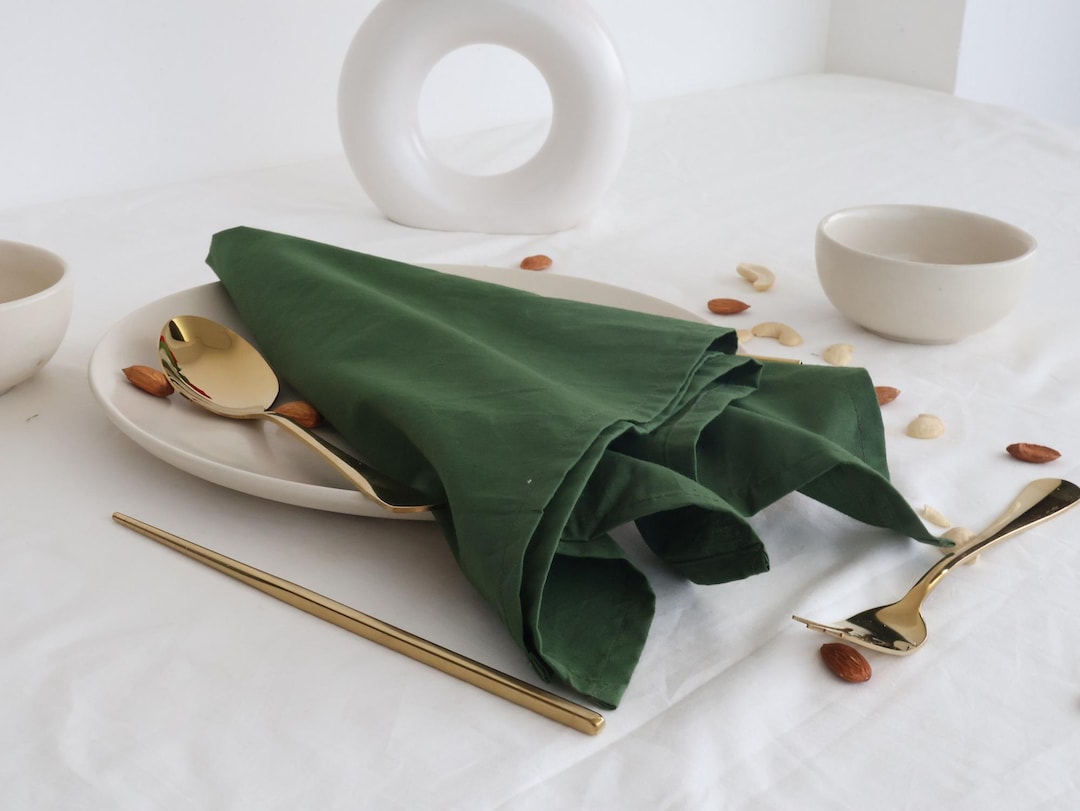 Forest Green Linen Napkins, Green Cloth Napkins, Reusable Napkins ...