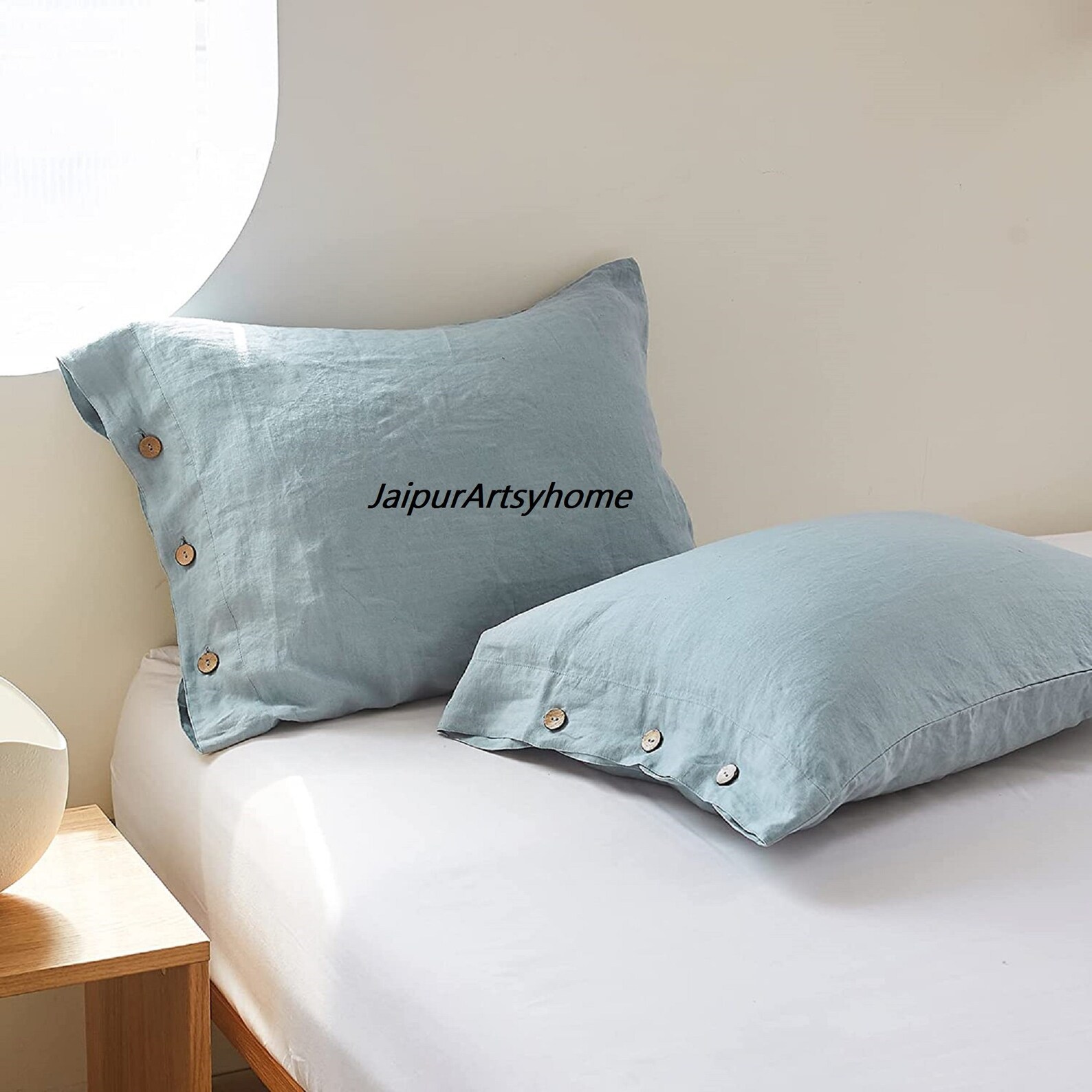 Dusty Blue Linen Duvet Cover Duvet Cover With Buttons Boho - Etsy