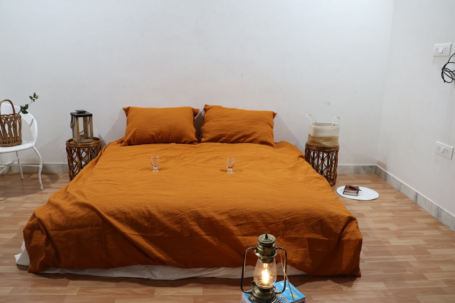 Linen Duvet Cover in Rust Color. Stonewashed Linen Bedding Cover, Duvet ...