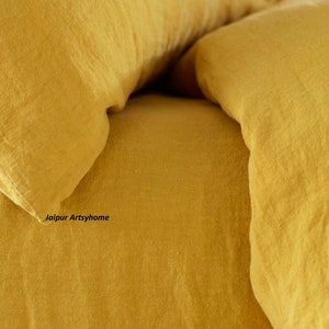 Yellow Mustard Washed Linen Duvet Cover Linen Bedding Twin | Etsy