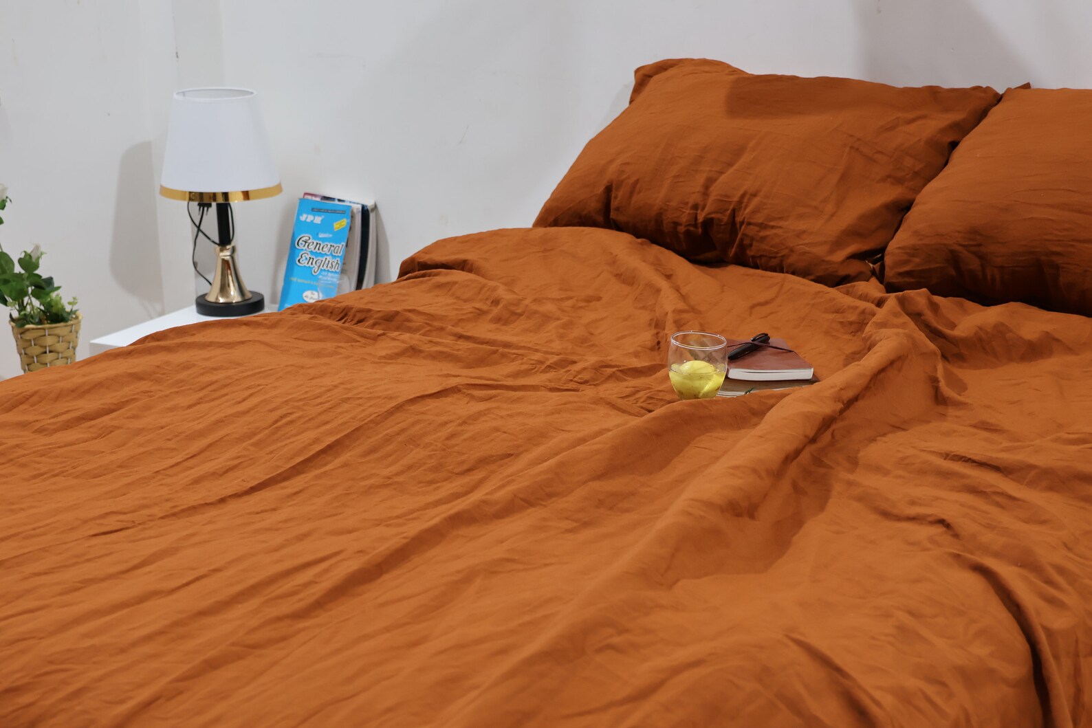 Linen Duvet Cover in Rust Color. Stonewashed Linen Bedding Cover, Duvet ...