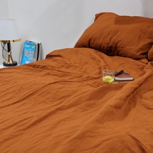 Linen Duvet Cover in Rust Color. Stonewashed Linen Bedding Cover, Duvet ...
