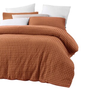 Waffle Duvet Cover in Rust Color Set Cotton Bedding With - Etsy