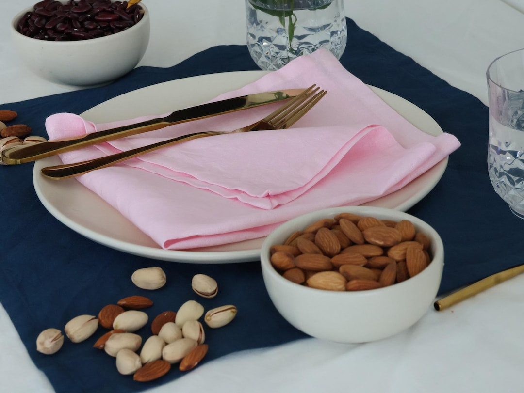 Soft Light Pink Linen Napkin Set, 100% Linen Napkins, Linen Cloth ...