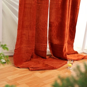 Luxury Cotton Velvet Curtain Rust Color Velvet Curtain Bohemian Window ...