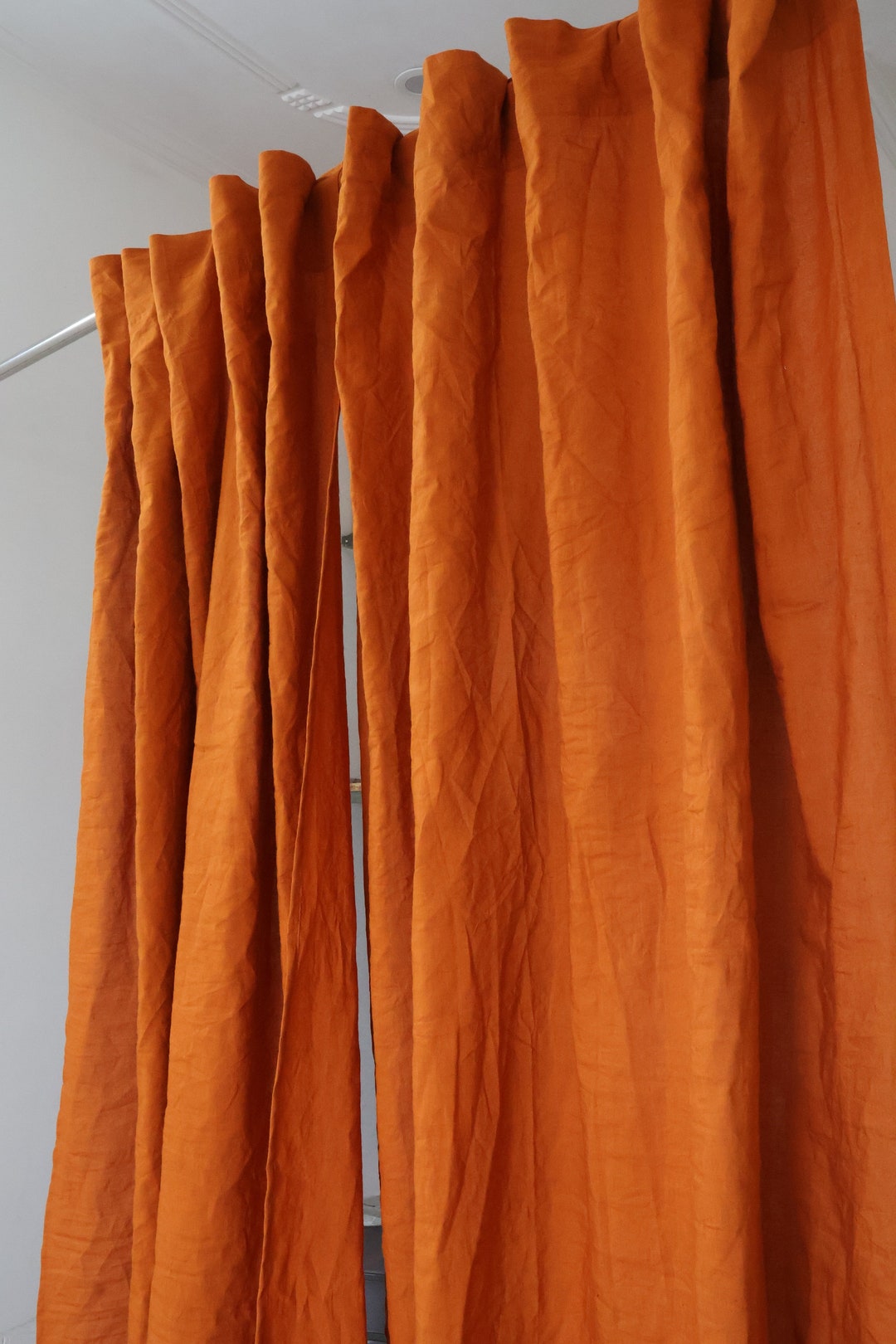 Handmade Linen Curtain Panel: Rust Cinnamon Boho Window Drapes - Etsy