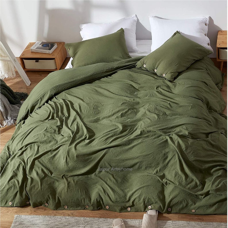 Olive Green Duvet Cover Set 3 Pcs: 1 Duvet 2 Pillow Cases - Etsy