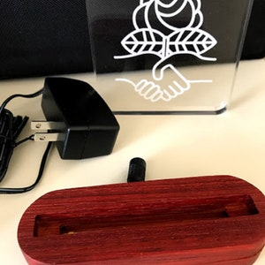 DSA ROSE Edge Lit LED Sign 4.25" X 4.25" With Custom African Padauk ...