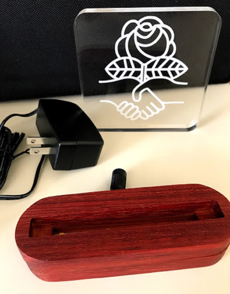 DSA ROSE Edge Lit LED Sign 4.25" X 4.25" With Custom African Padauk ...