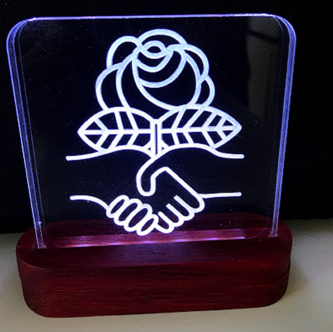 DSA ROSE Edge Lit LED Sign 4.25" X 4.25" With Custom African Padauk ...