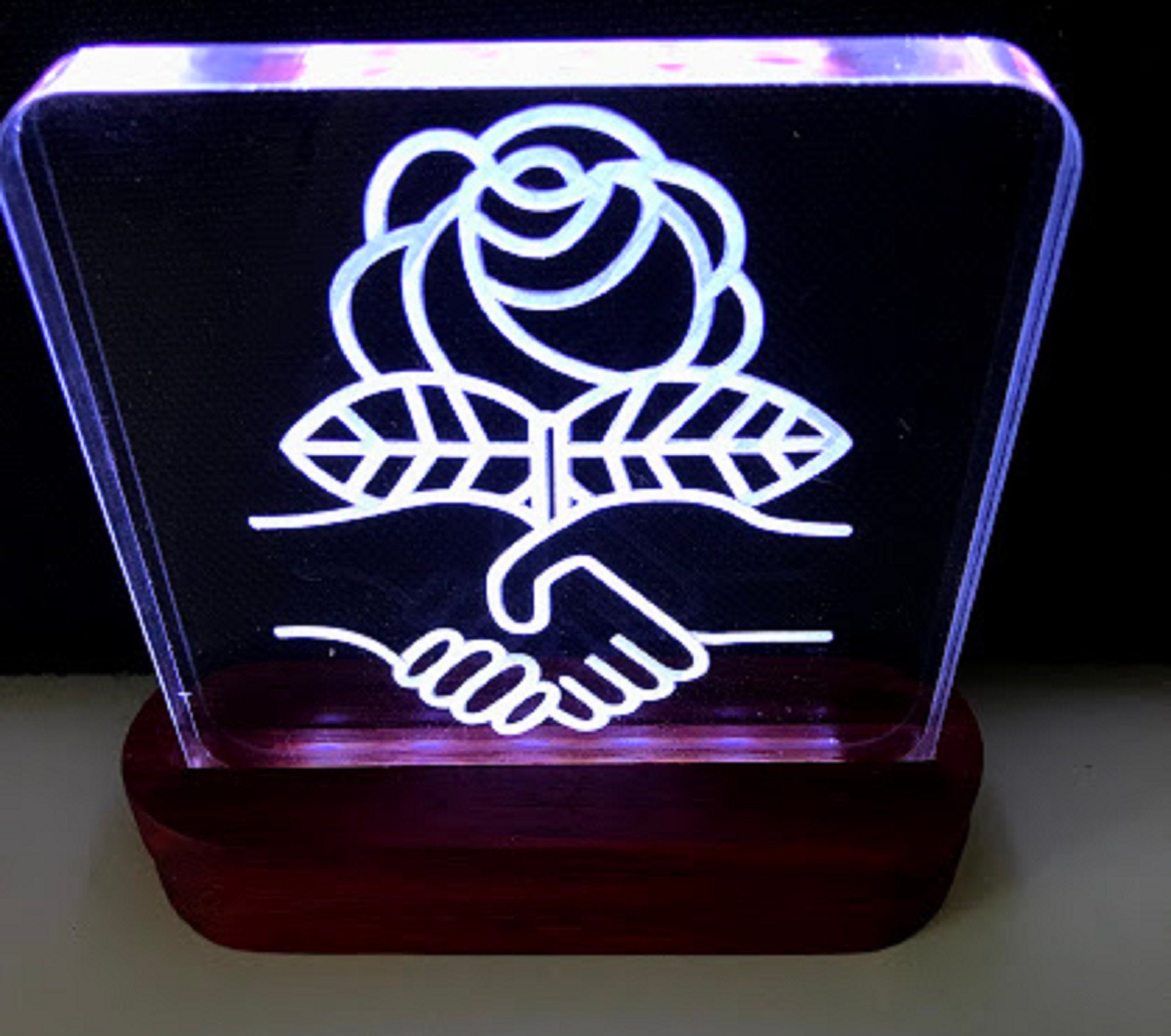 DSA ROSE Edge Lit LED Sign 4.25" X 4.25" With Custom African Padauk ...
