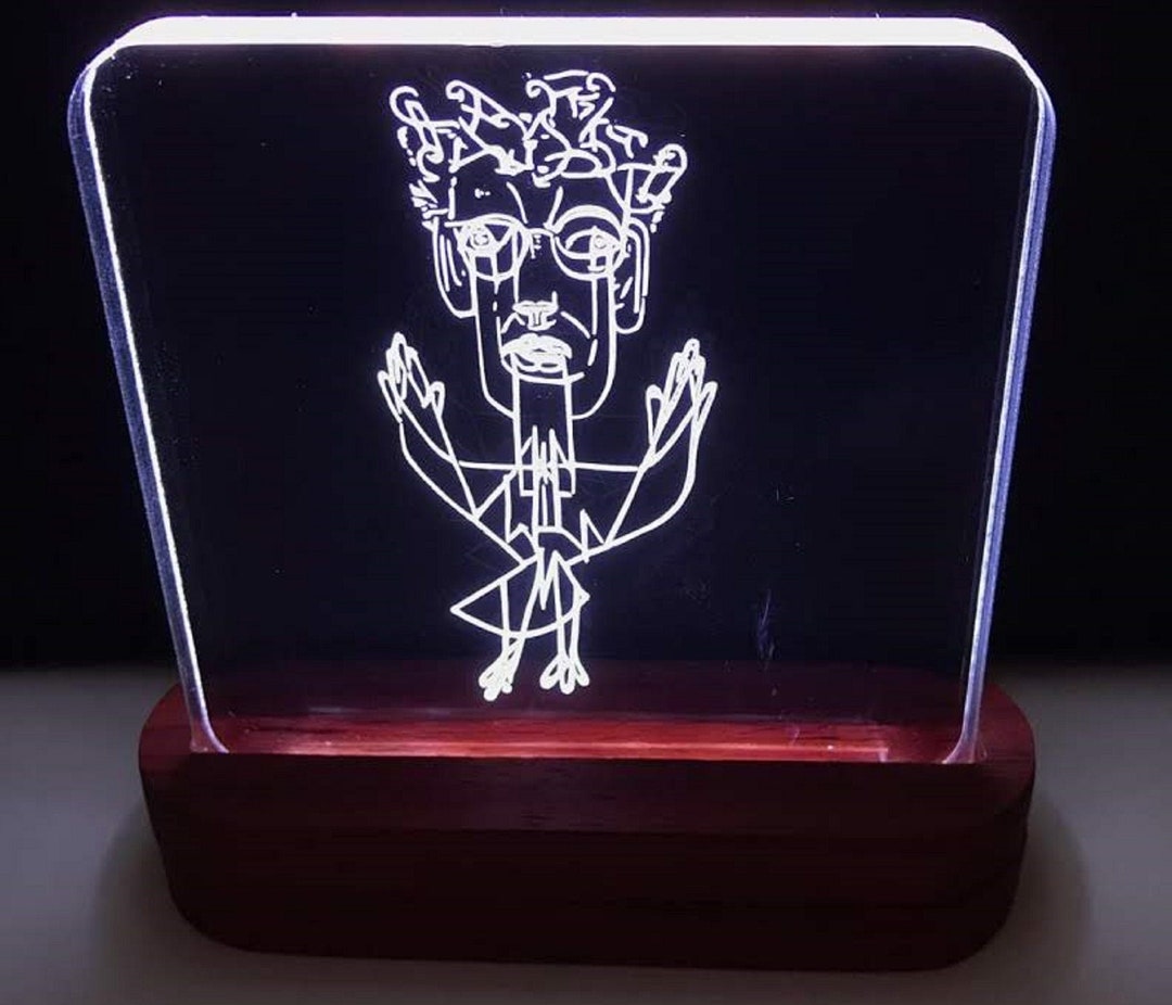 Angelus Novus (new Angel), Edge Lit LED Sign 4.25" X 4.25" Standing on ...