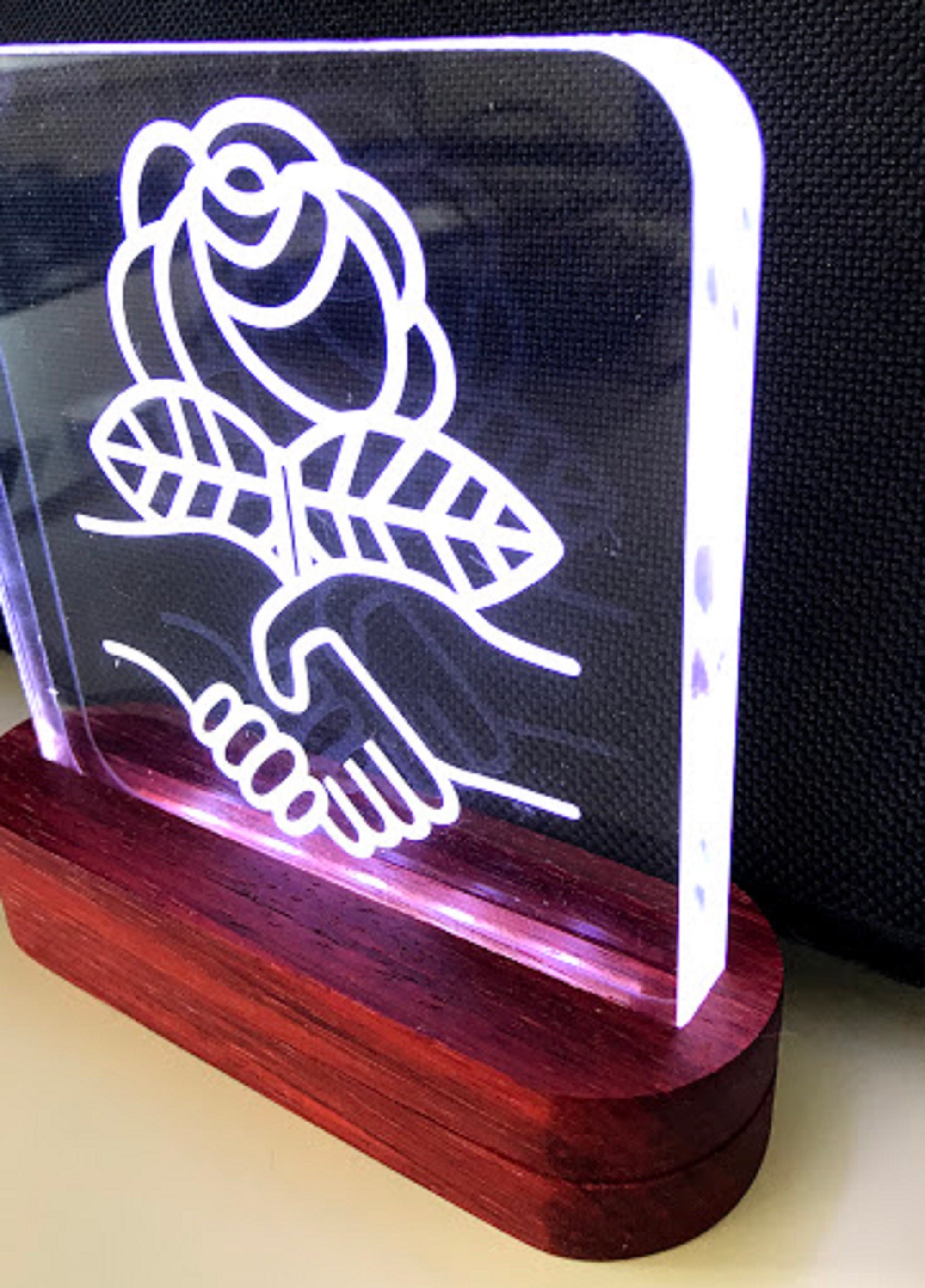 DSA ROSE Edge Lit LED Sign 4.25 X 4.25 With Custom African Padauk Wood ...