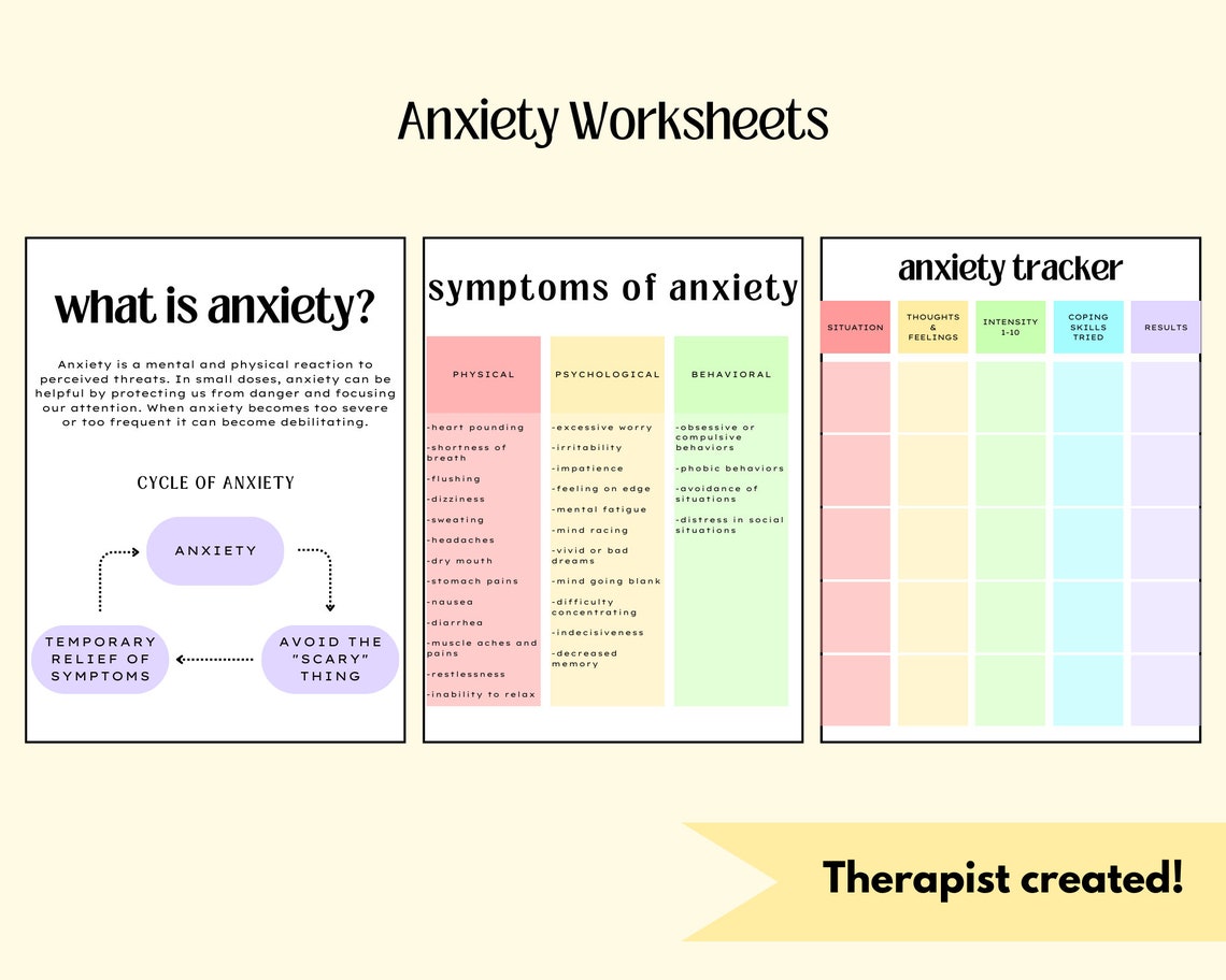 Mental Health Anxiety Worksheets Therapy Printable Digital - Etsy