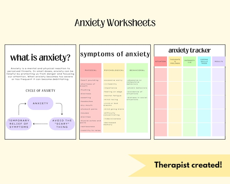 Mental Health Anxiety Worksheets Therapy Printable Digital - Etsy