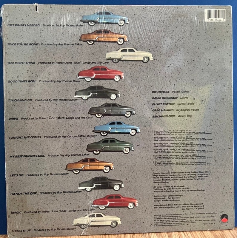 Original '85 Vinyl THE CARS Greatest Hits Record Album Classic 80s Rock ...