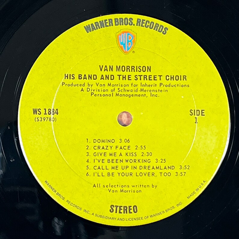Vintage '70 Vinyl VAN MORRISON His Band and the Street Choir Record ...