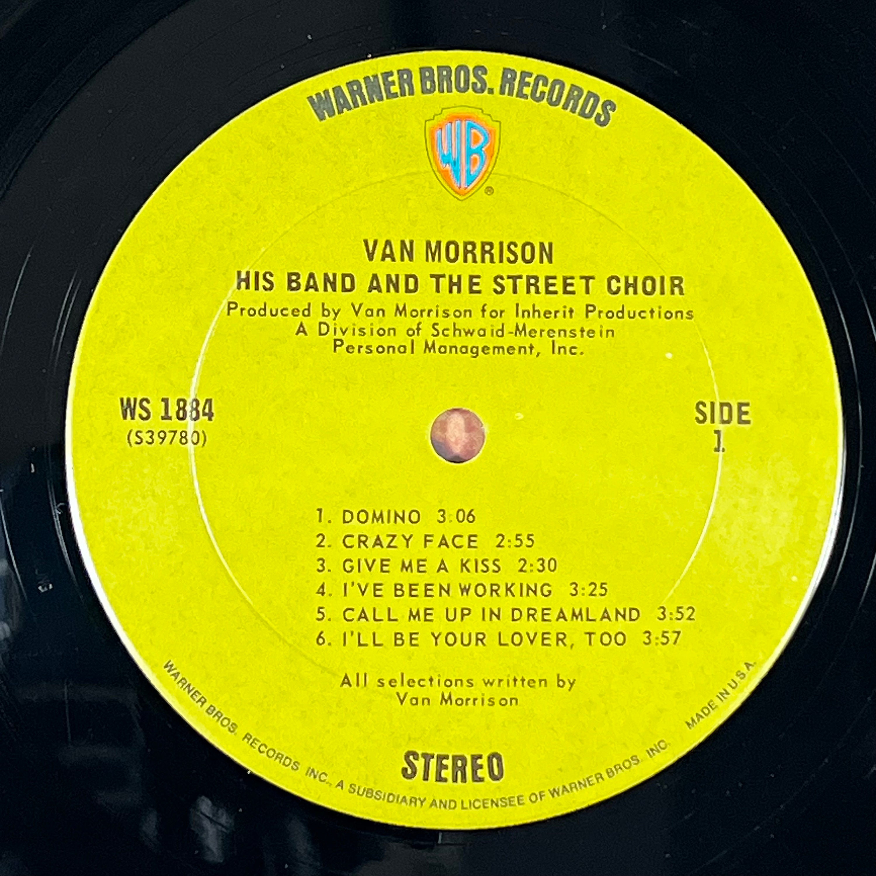 Vintage '70 Vinyl VAN MORRISON His Band and the Street Choir Record Album Classic Rock Domino ...