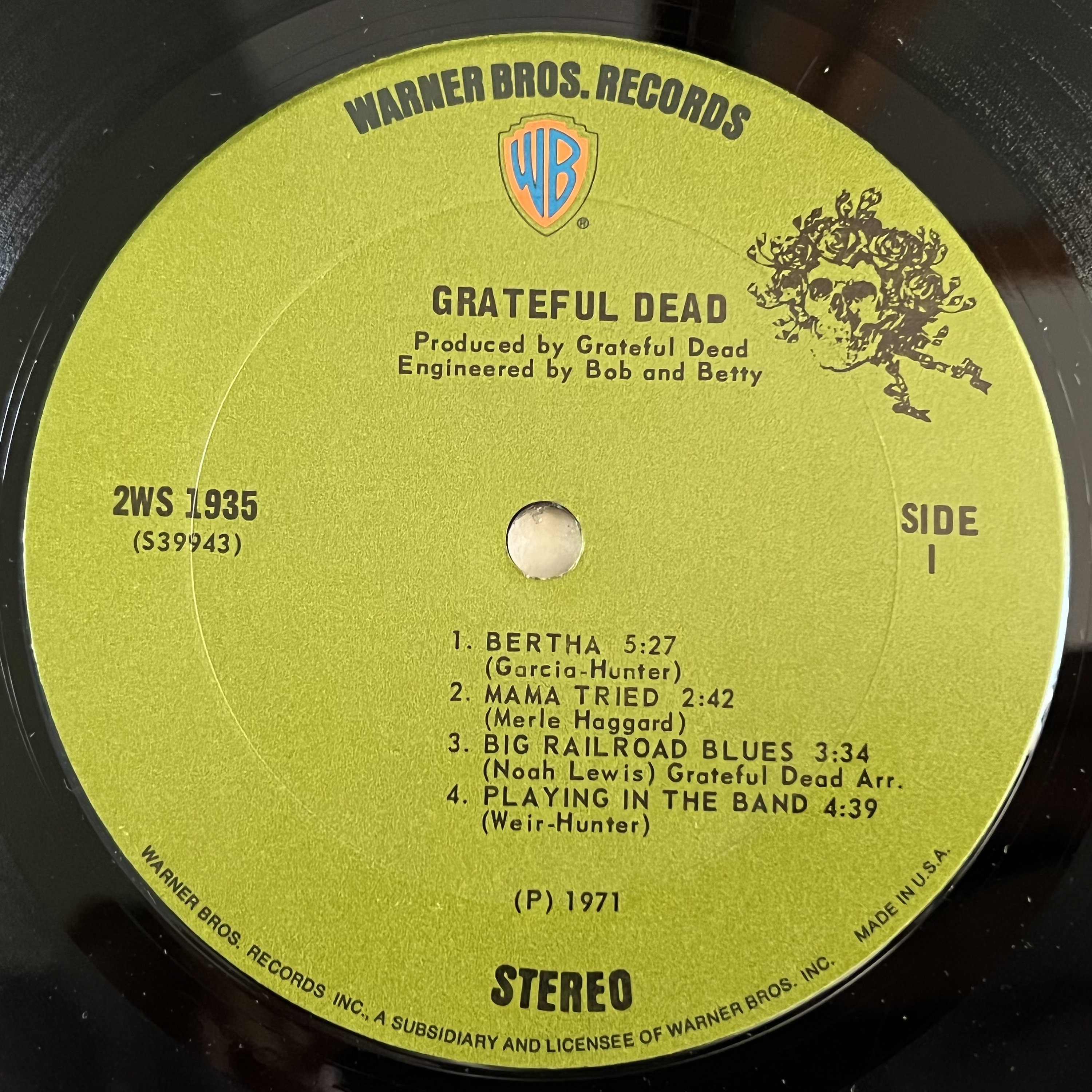 Original '71 Vinyl GRATEFUL DEAD Self Titled Record Album Skull & Roses ...