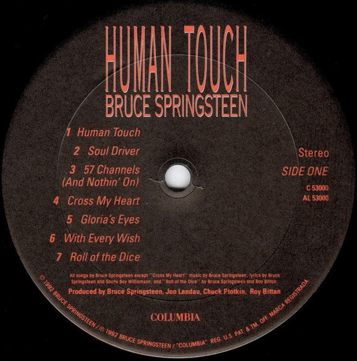 Original '92 Vinyl BRUCE SPRINGSTEEN Human Touch Record Album 90s ...