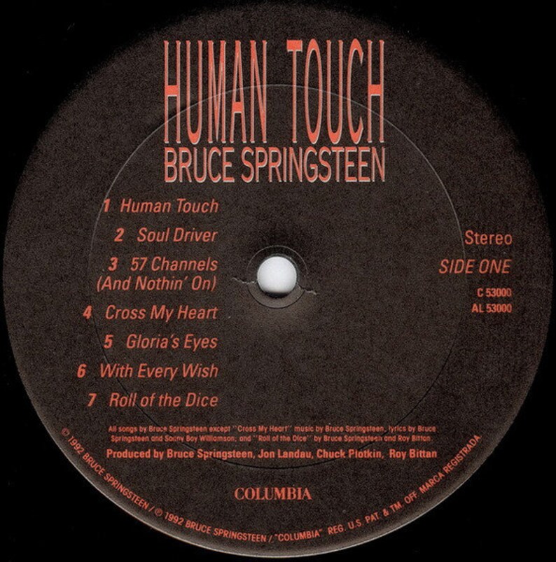 Original '92 Vinyl BRUCE SPRINGSTEEN Human Touch Record Album 90s ...