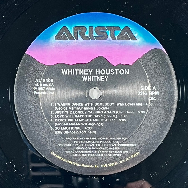 Vintage '87 Vinyl WHITNEY HOUSTON Whitney Record Album Classic Soul R&B ...