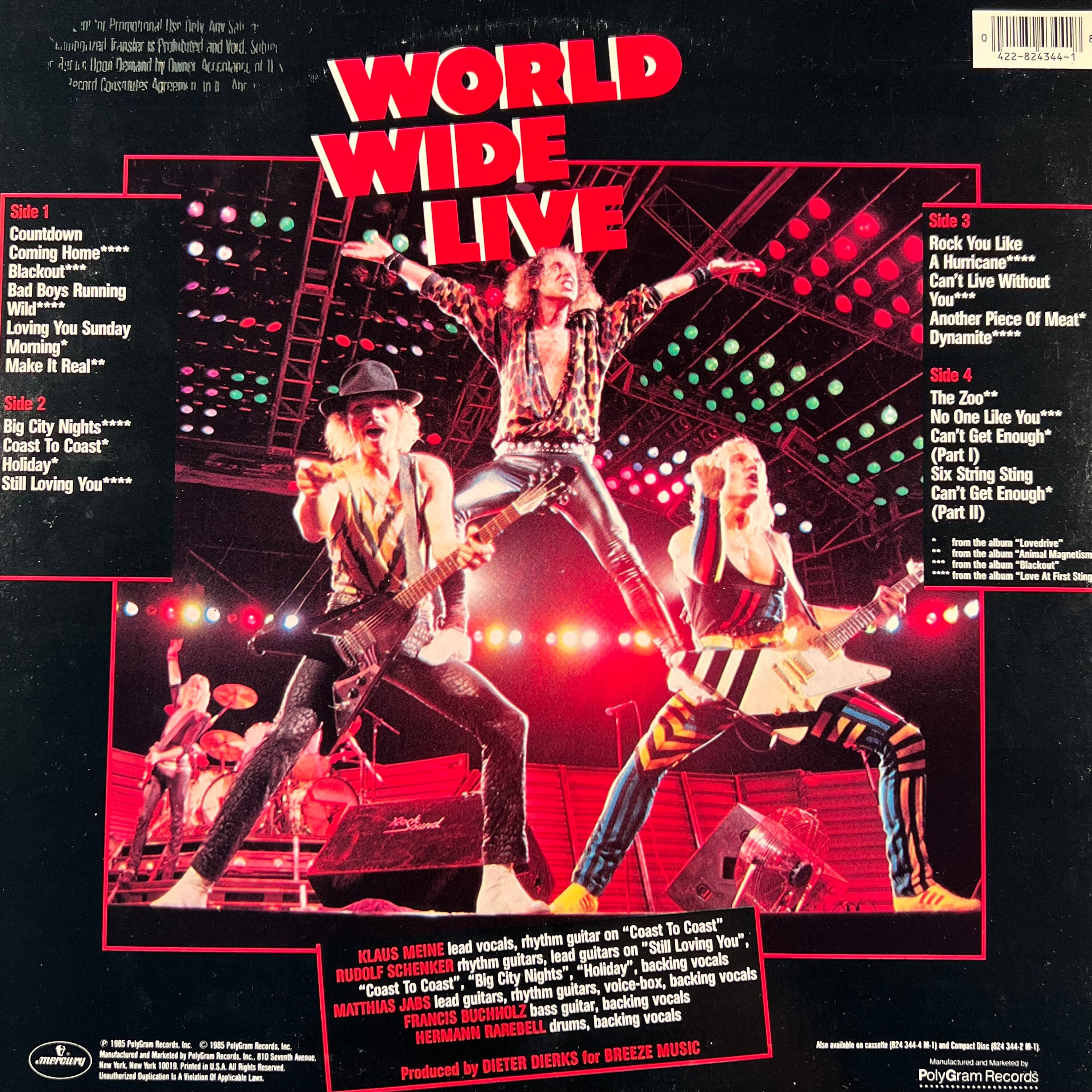 Original '85 SCORPIONS World Wide Live Double Record Album 80s Metal ...